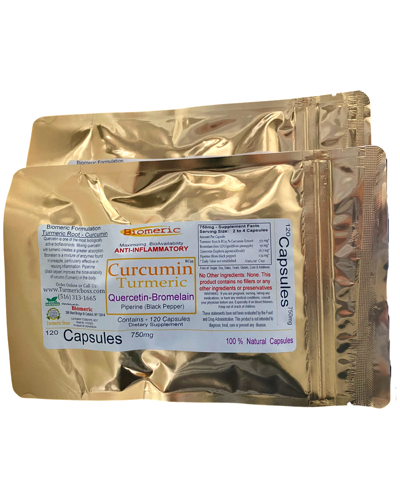 Turmeric Supplement Capsules - Curcumin, Quercetin, Bromelain ...